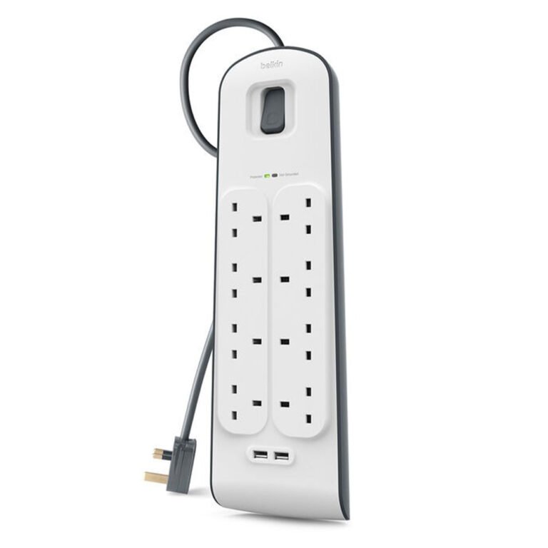 Belkin Surge Master 8 Outlets 2M Strip with 2 USB Ports - Grey PC